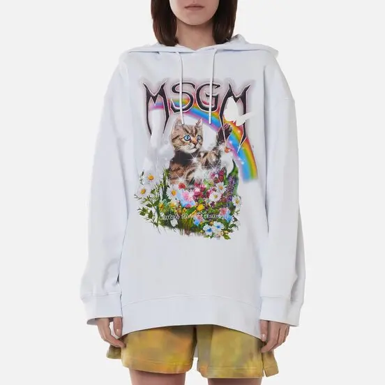 MSGM Logo Graphic Hoodie - White