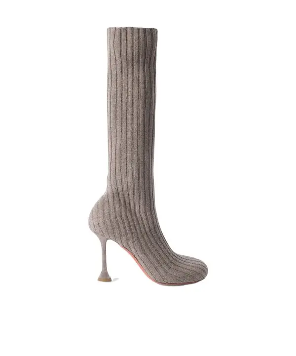 Amina Muaddi Veneda Ribbed Stretch-knit Sock Boots - Nude