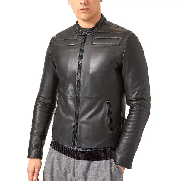 Emporio Armani Logo Leather Jacket