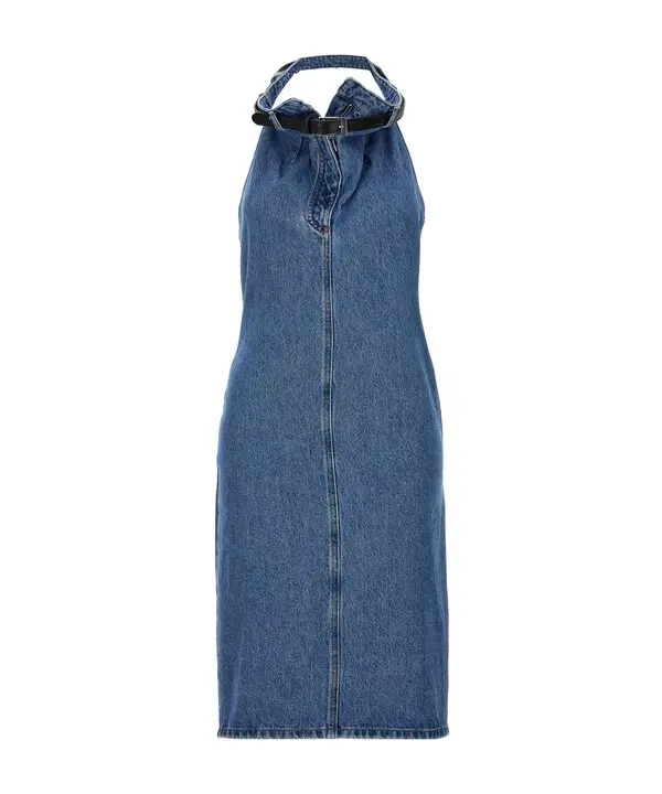 Coperni Belted Halterneck Denim Dress