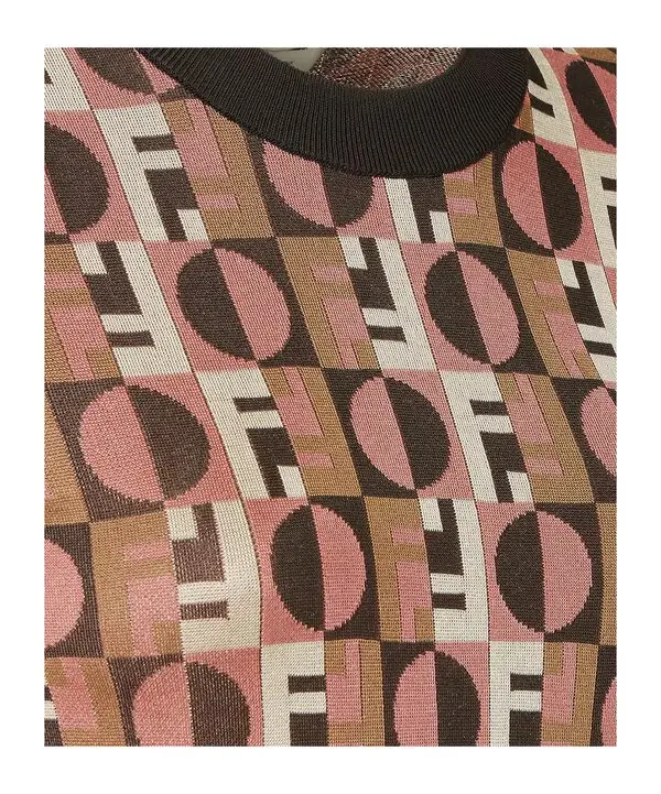 Fendi Pink Viscose Jacquard Sweater