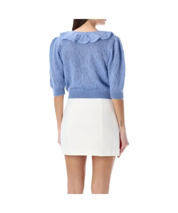 Alessandra Rich Crystal Embellished Cropped Sweater