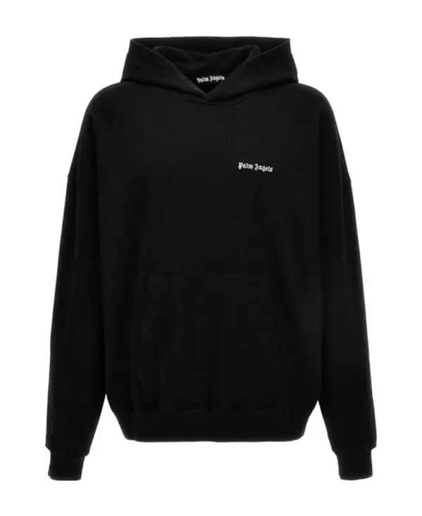 Palm Angels Logo Embroidered Hoodie - Black