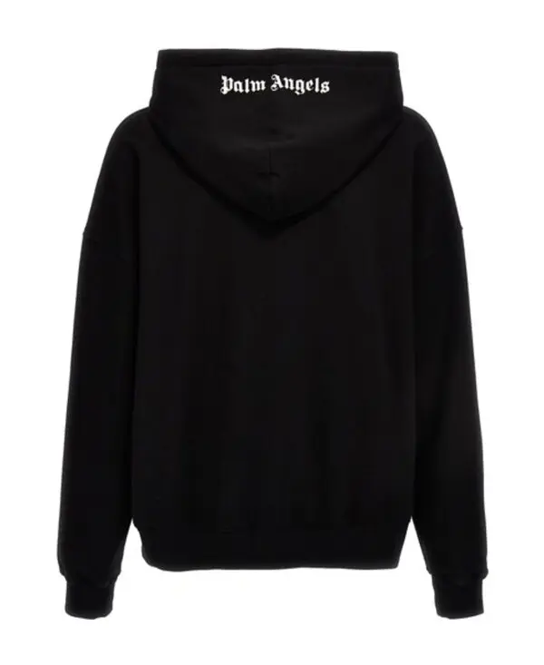Palm Angels Logo Embroidered Hoodie - Black