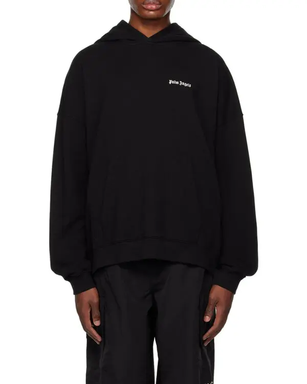 Palm Angels Logo Embroidered Hoodie - Black