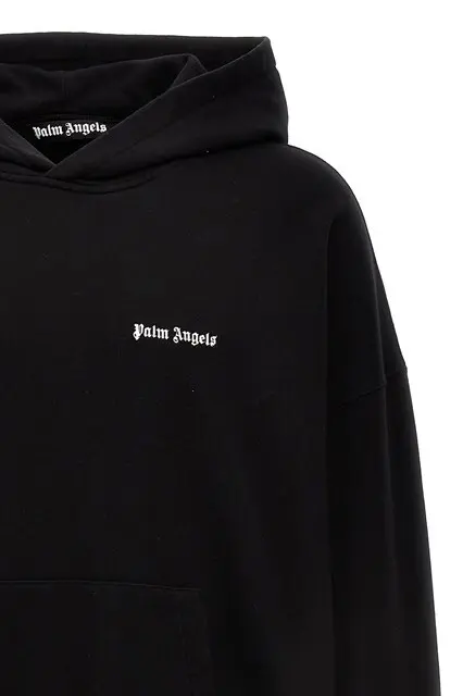 Palm Angels Logo Embroidered Hoodie - Black