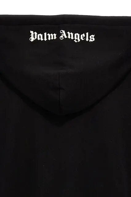 Palm Angels Logo Embroidered Hoodie - Black