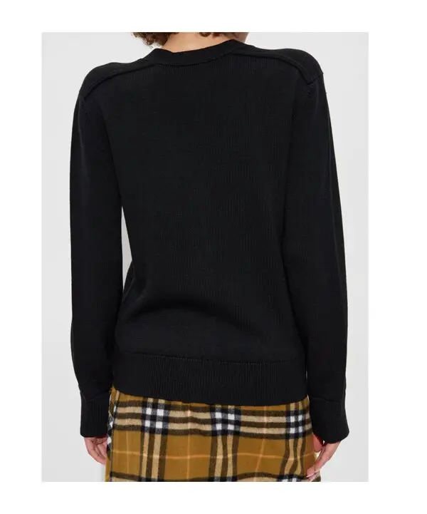 Burberry Logo Patch Knitted Cardigan - Black