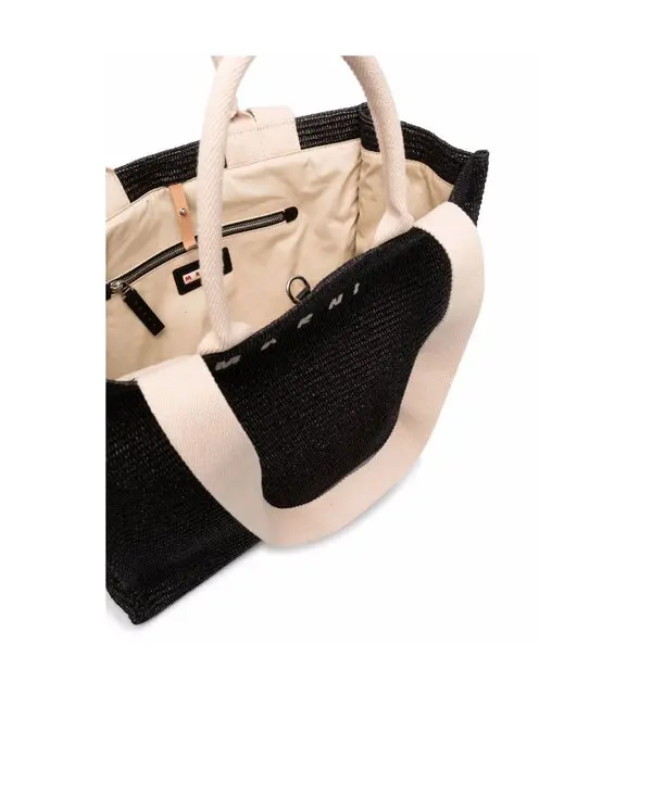 Marni Embroidered Raffia Tote Bag