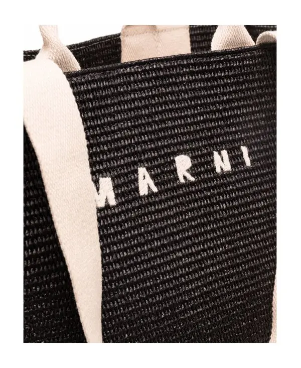 Marni Embroidered Raffia Tote Bag