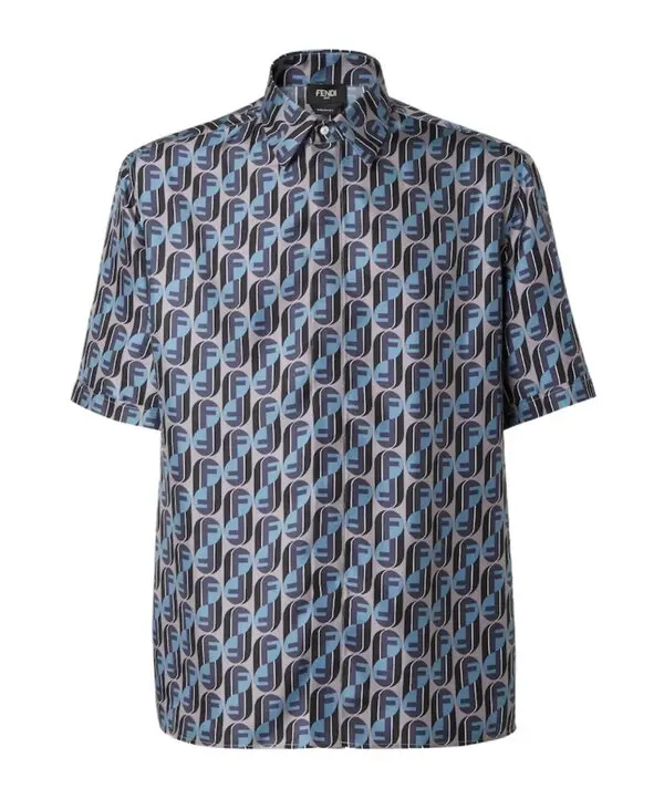 Fendi Blue Printed Silk Shirt - Multi-color