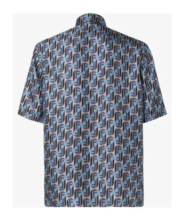 Fendi Blue Printed Silk Shirt - Multi-color