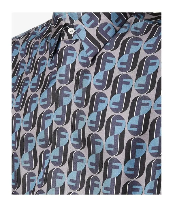 Fendi Blue Printed Silk Shirt - Multi-color