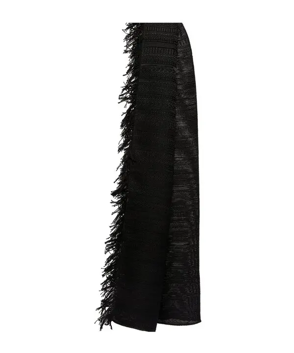 Max Mara Fringed Edge Scarf - Black