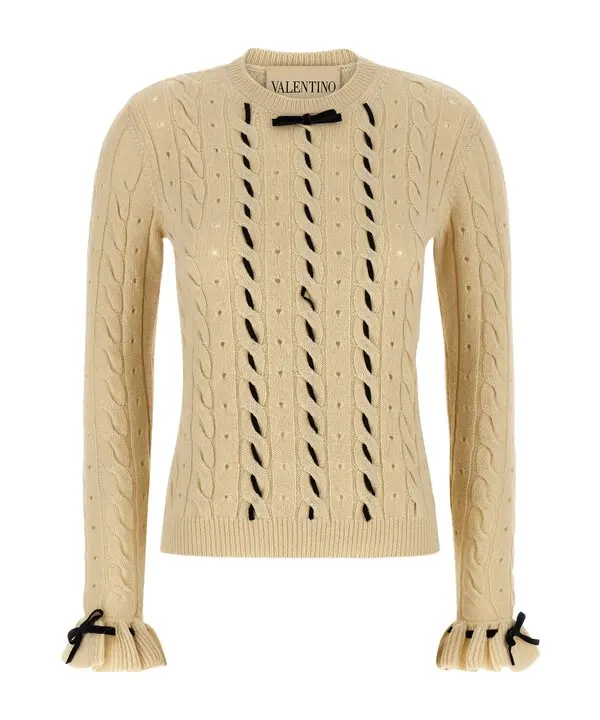 Valentino Garavani Cable Knit Jumper With Bow Detail