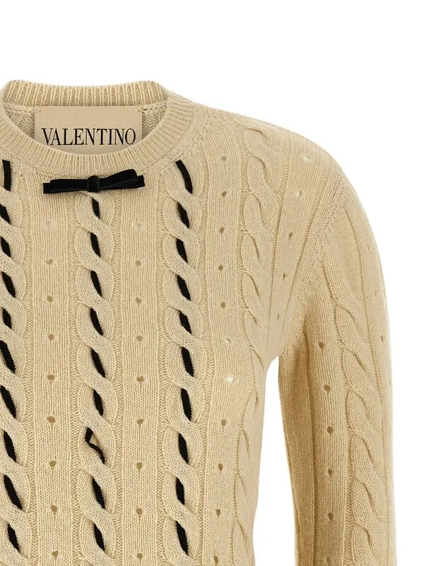 Valentino Garavani Cable Knit Jumper With Bow Detail