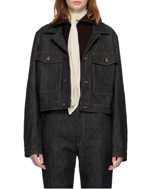 LEMAIRE Button-fastening Patch-pocket Denim Jacket - Black