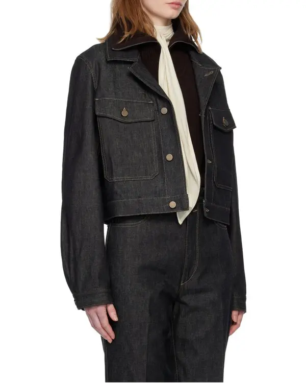 LEMAIRE Button-fastening Patch-pocket Denim Jacket - Black