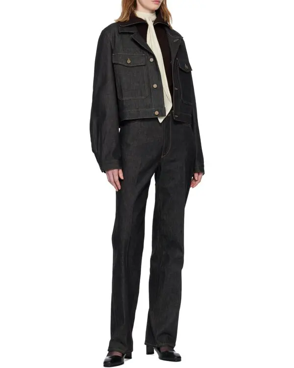 LEMAIRE Button-fastening Patch-pocket Denim Jacket - Black