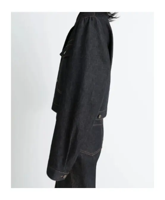 LEMAIRE Button-fastening Patch-pocket Denim Jacket - Black