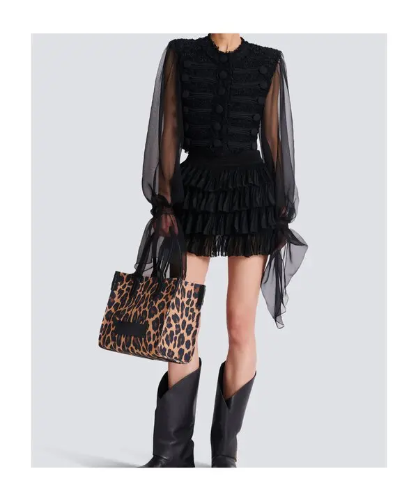 Balmain Embellished Tweed And Chiffon Jacket