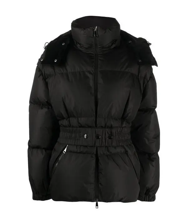 Moncler Belted Puffer Jacket With Removable Hood