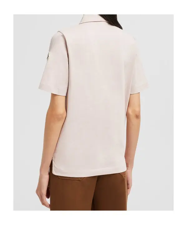 Moncler Logo Patch Polo Top With Classic Collar - Pink