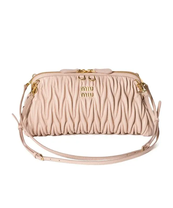 Miu Miu Caprice Matelassé Nappa Leather Clutch - Pink