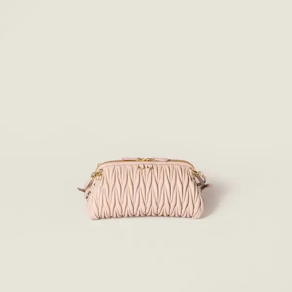Miu Miu Caprice Matelassé Nappa Leather Clutch - Pink