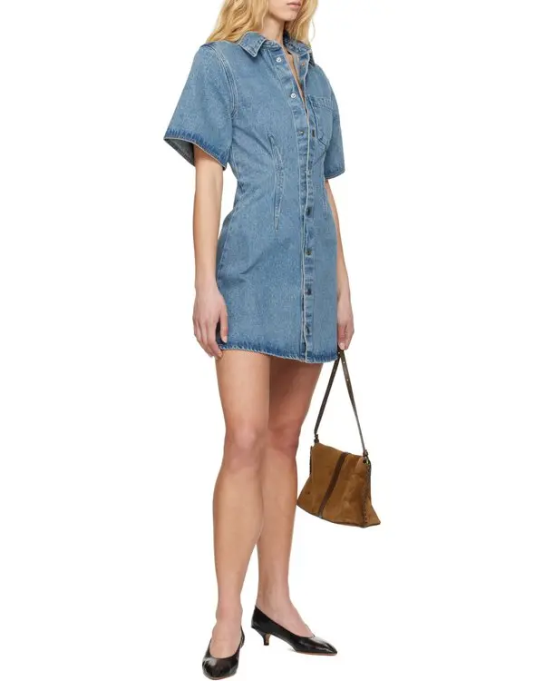 AMI Paris Short Sleeve Shirt Dress - Gray