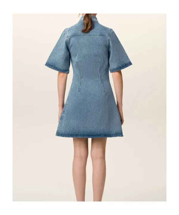AMI Paris Short Sleeve Shirt Dress - Gray