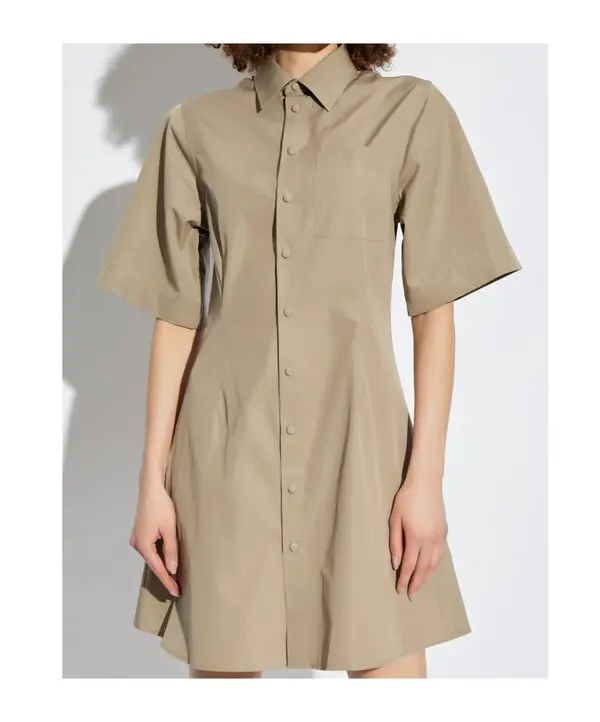 AMI Paris Mini Shirt Dress With Lapel And Short Sleeves
