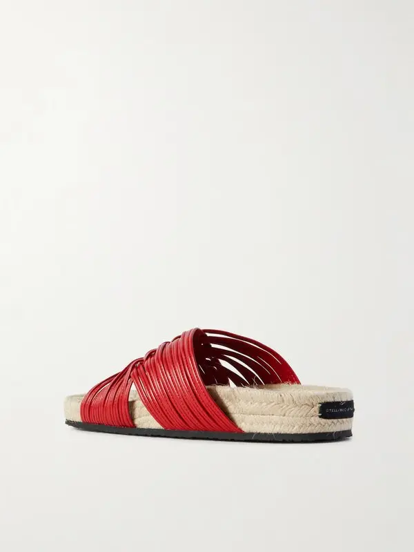 Stella McCartney Gaia Woven Leather Slides - Red