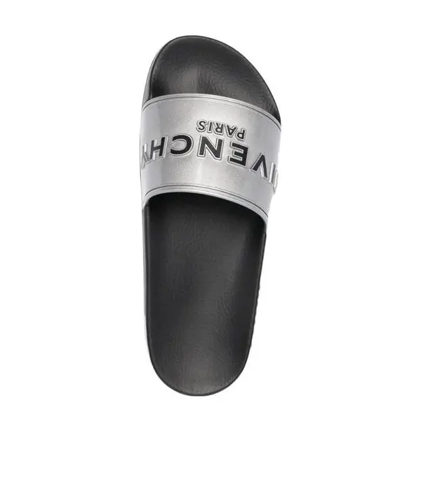Givenchy Metallic-effect Logo Slides - Silver