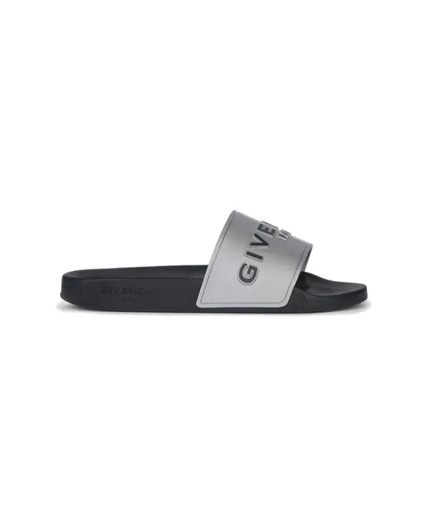 Givenchy Metallic-effect Logo Slides - Silver