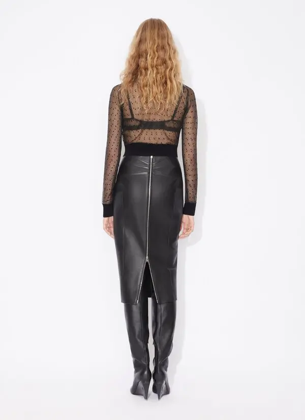 Alaïa Leather Midi Skirt