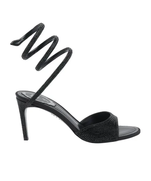 Rene Caovilla Embellished Crystal Stiletto Sandals - Black