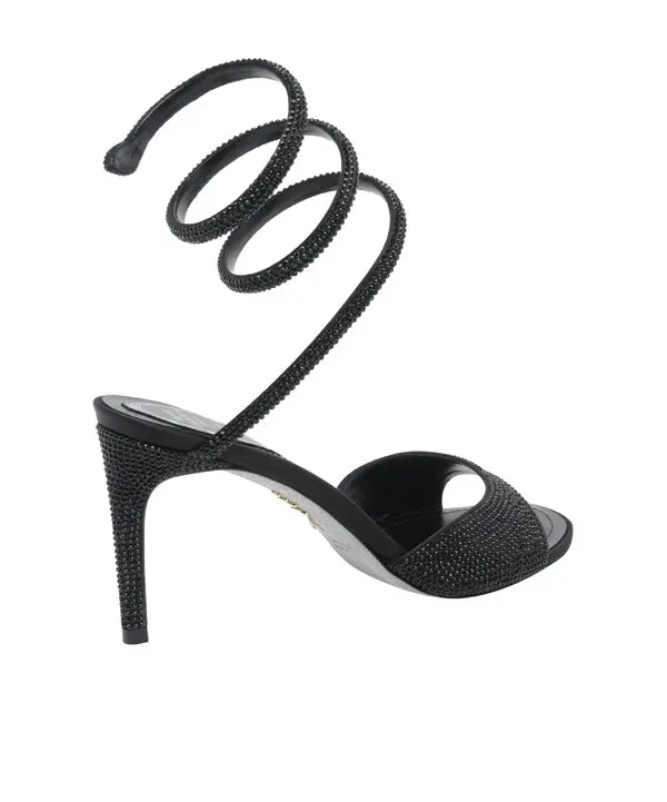 Rene Caovilla Embellished Crystal Stiletto Sandals - Black
