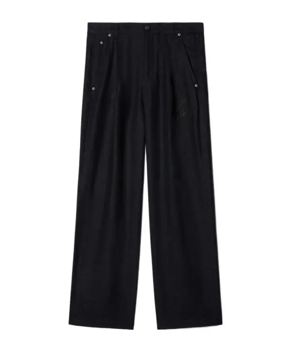 Off-White High-rise Wide-leg Embroidered Pants