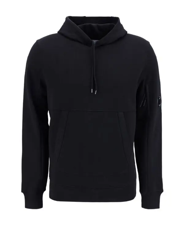 C.P. COMPANY Lens-detailed Cotton Hoodie - Black