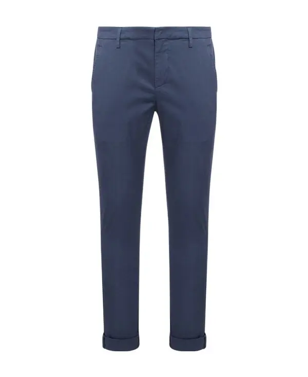 DONDUP Mid-rise Straight Leg Cotton Trousers - Blue