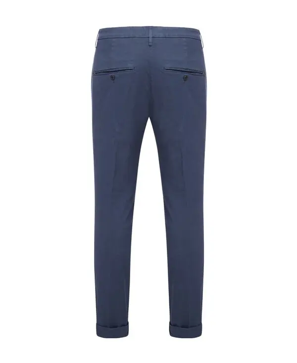 DONDUP Mid-rise Straight Leg Cotton Trousers - Blue