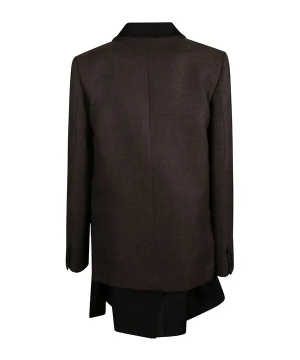 Sacai Double-breasted Wool Coat - Black