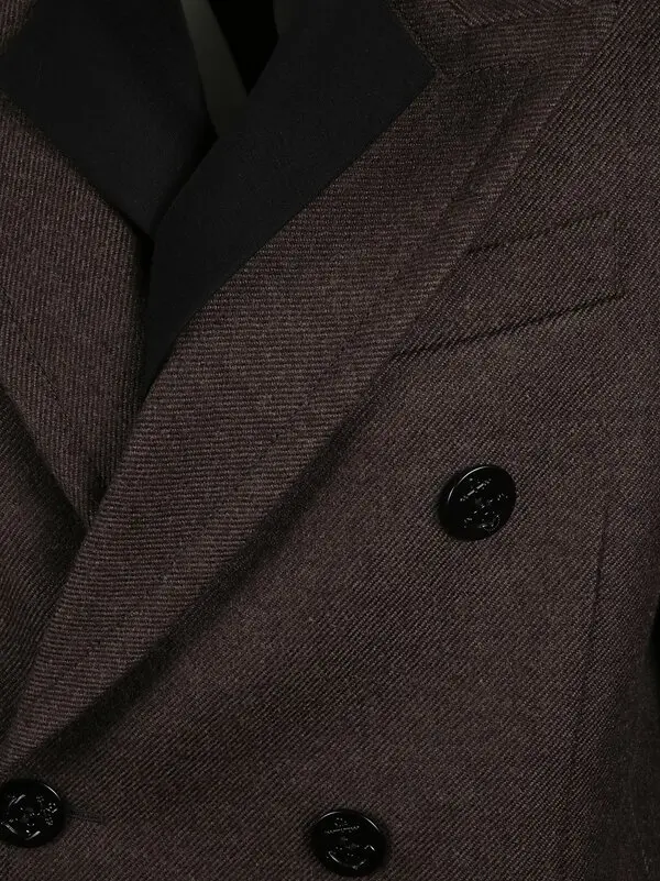Sacai Double-breasted Wool Coat - Black
