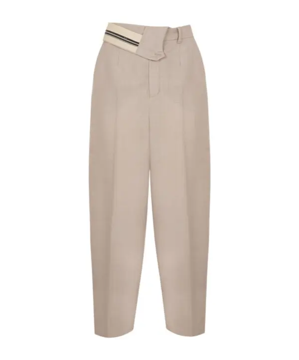 Fendi Asymmetric Waist Wide-leg Trousers - Nude