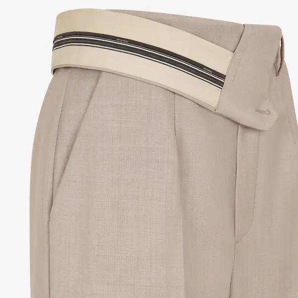 Fendi Asymmetrical Waist Wide-leg Trousers - Nude