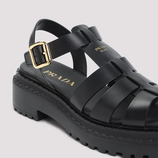 Prada Buckle-fastened Monolith Sandals - Black