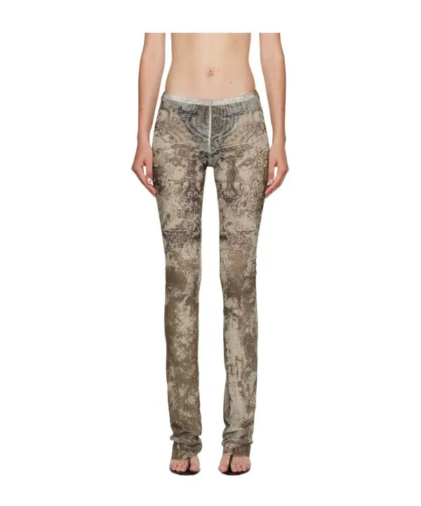 JEAN PAUL GAULTIER The Médaillon Pants" Transparent Tulle Graphic Print Skinny Trousers