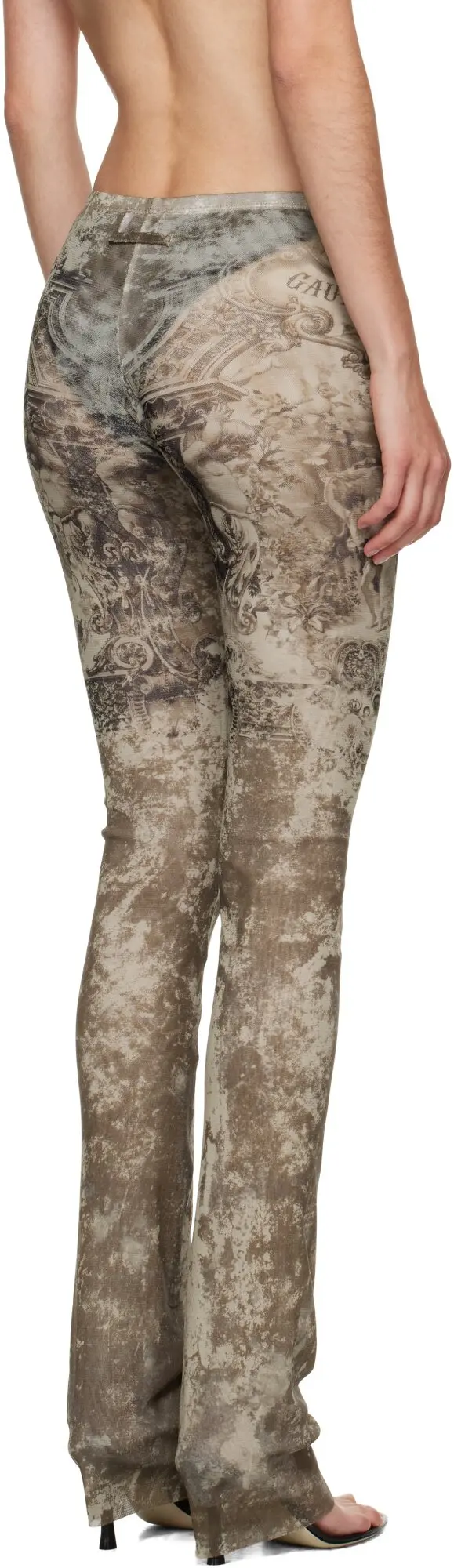 JEAN PAUL GAULTIER The Médaillon Pants" Transparent Tulle Graphic Print Skinny Trousers