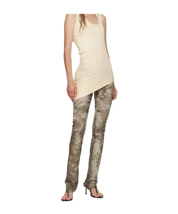 JEAN PAUL GAULTIER The Médaillon Pants" Transparent Tulle Graphic Print Skinny Trousers